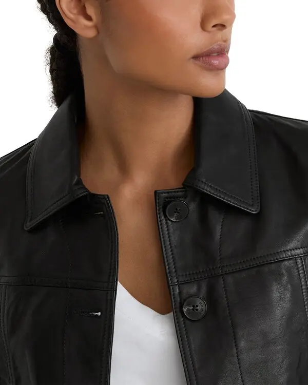 REISS Callie Leather Trucker Jacket