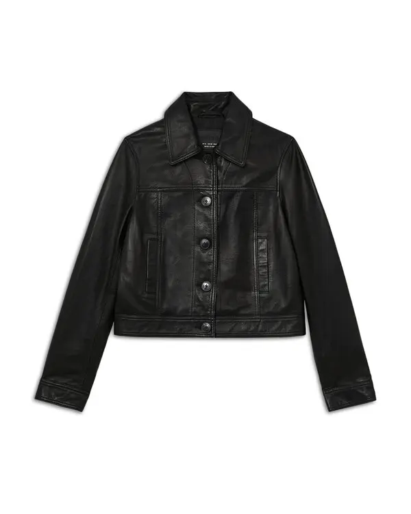 REISS Callie Leather Trucker Jacket