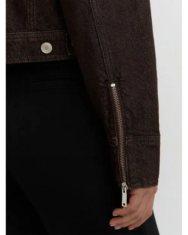 REISS Lotta Cotton Cropped Denim Jacket