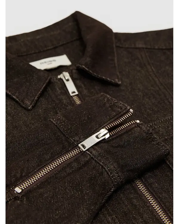 REISS Lotta Cotton Cropped Denim Jacket