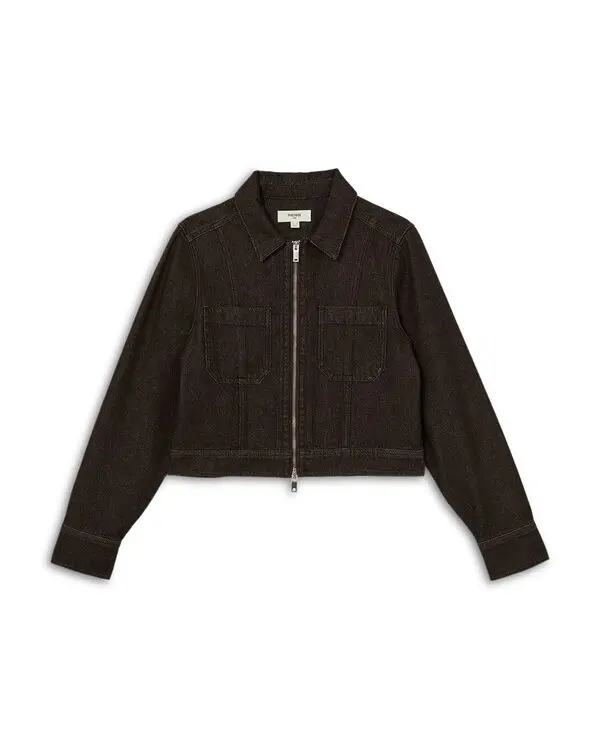 REISS Lotta Cotton Cropped Denim Jacket