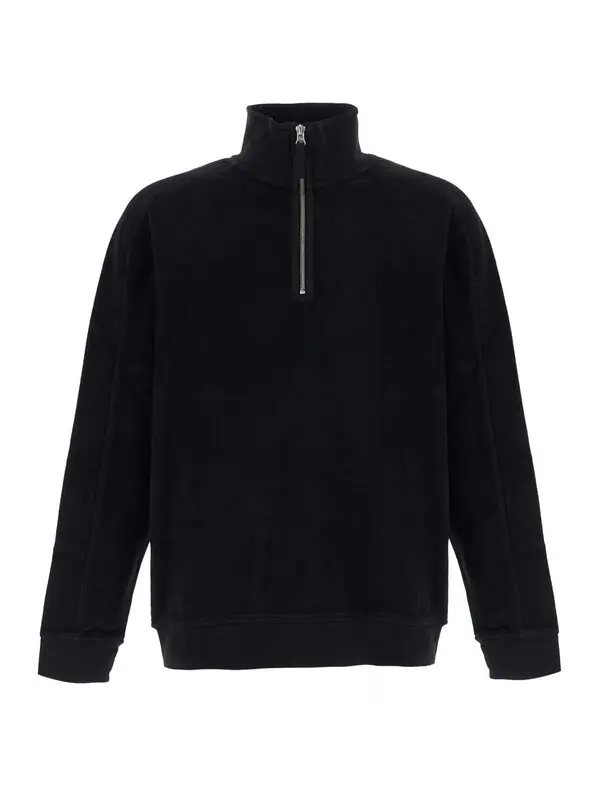 C.P. COMPANY C. P. Company Brushed Diagonal Fleece Polo-collar Sweatshirt - Black