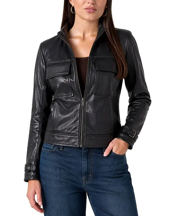 LIVERPOOL Zip Front Faux Leather Moto Jacket