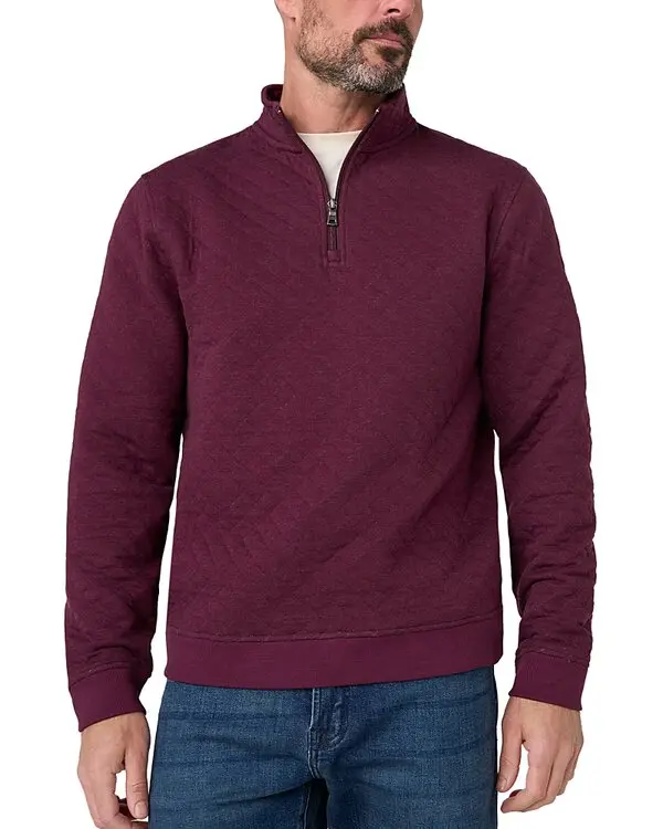LIVERPOOL Cotton Blend Diamond Quilt Quarter Zip Sweater