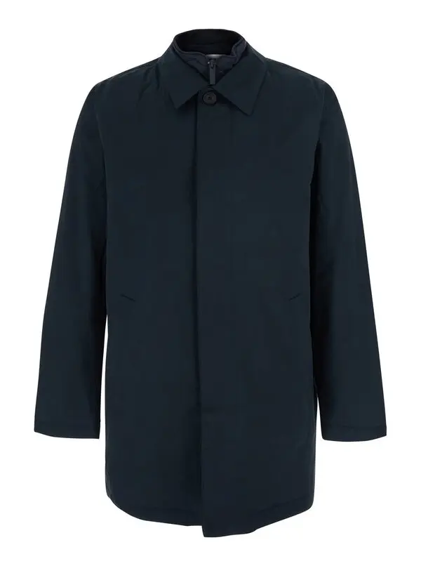 NN.07 High-collar Nylon Jacket With Zip & Snap Front