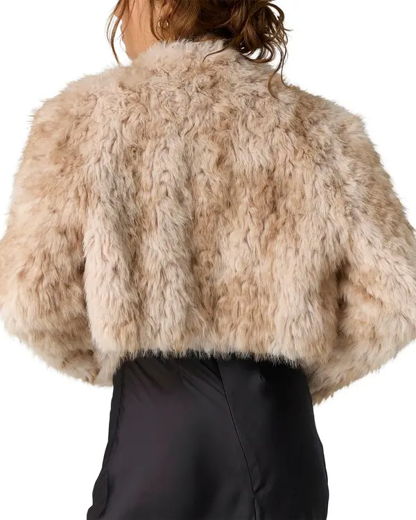 Free People Supernova Cropped Faux Fur Jacket - Ivory Combo