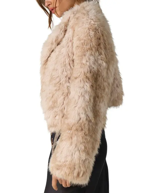 Free People Supernova Cropped Faux Fur Jacket - Ivory Combo