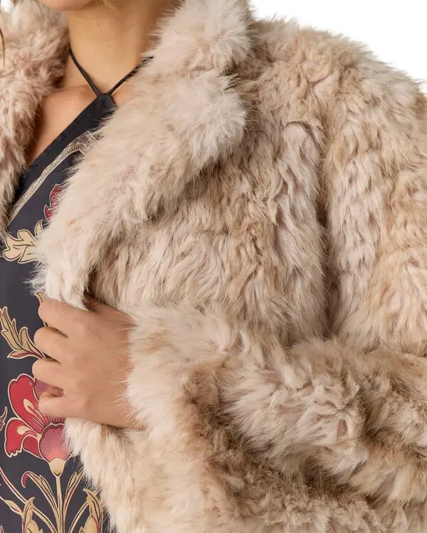 Free People Supernova Cropped Faux Fur Jacket - Ivory Combo
