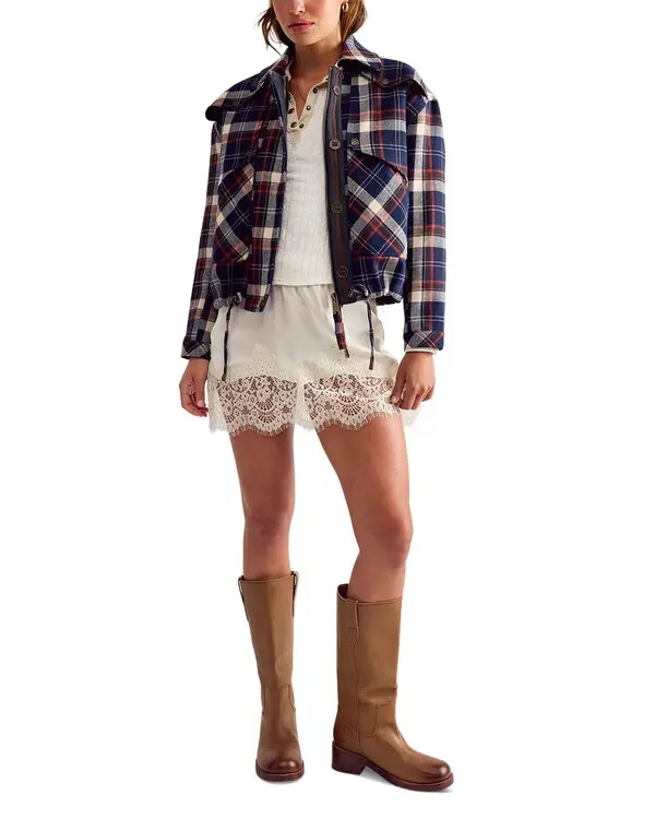 Free People Morant Bay Plaid Zip Front Jacket
