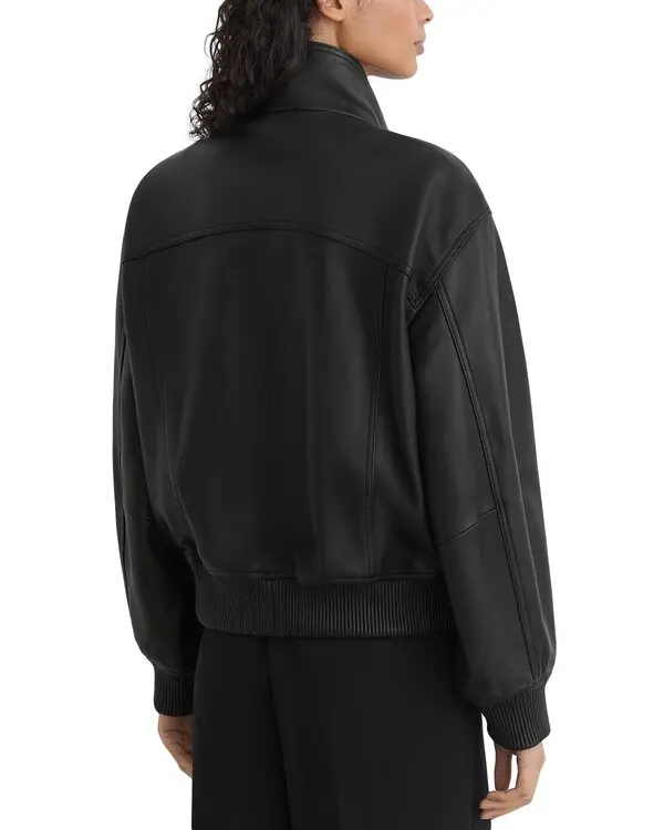 REISS Cara Leather Bomber Jacket