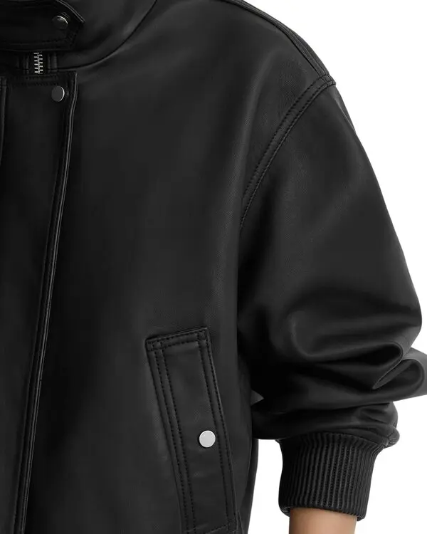 REISS Cara Leather Bomber Jacket