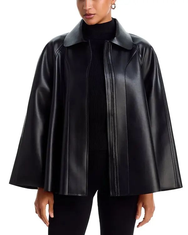 Norma Kamali Faux Leather Zip Front Jacket