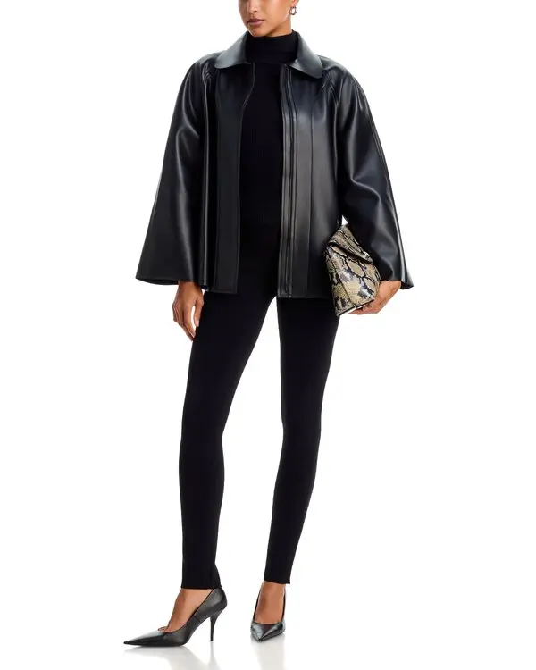 Norma Kamali Faux Leather Zip Front Jacket