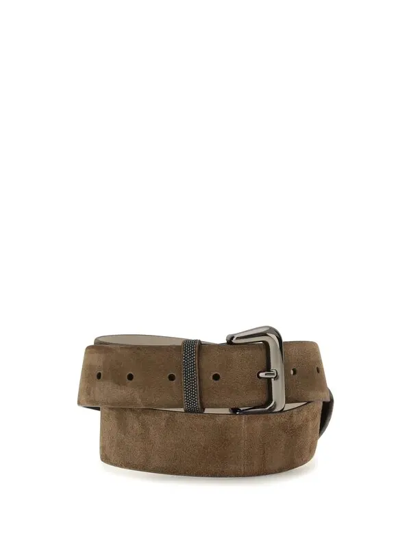 Brunello Cucinelli Suede Belt With Jewelry Detail - Brown