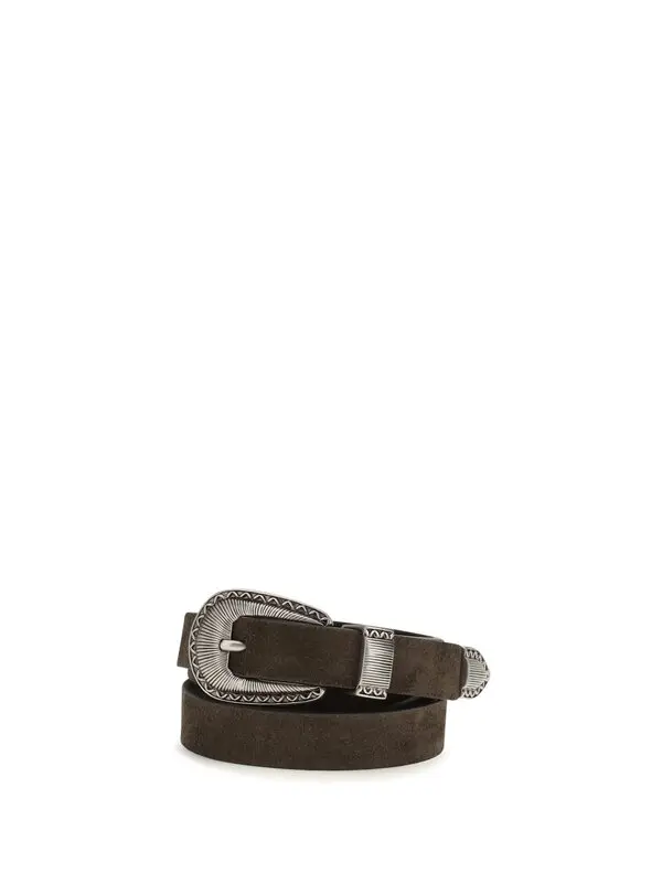 Brunello Cucinelli Suede Belt With Prong Buckle - Brown