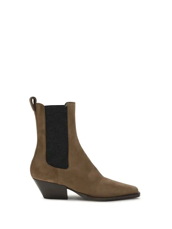 Brunello Cucinelli Suede Texan Ankle Boots