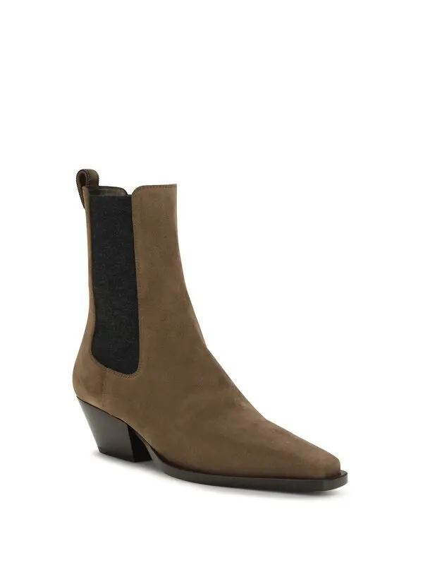 Brunello Cucinelli Suede Texan Ankle Boots
