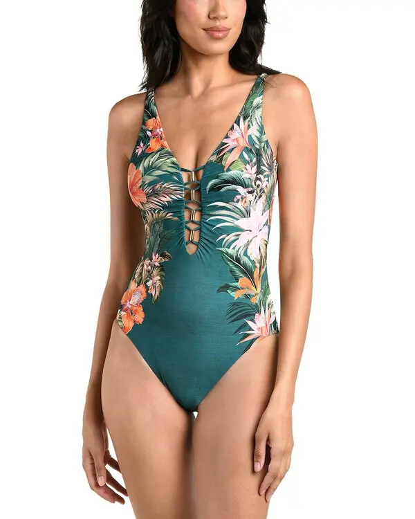 La Blanca Courtyard Palms Plunge One Piece Swimsuit