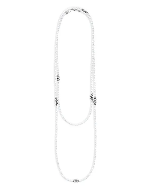 Lagos Sterling Signature Caviar White Agate Station Necklace, 34