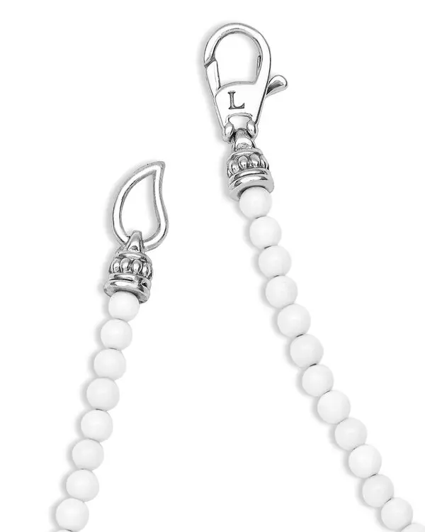 Lagos Sterling Signature Caviar White Agate Station Necklace, 34
