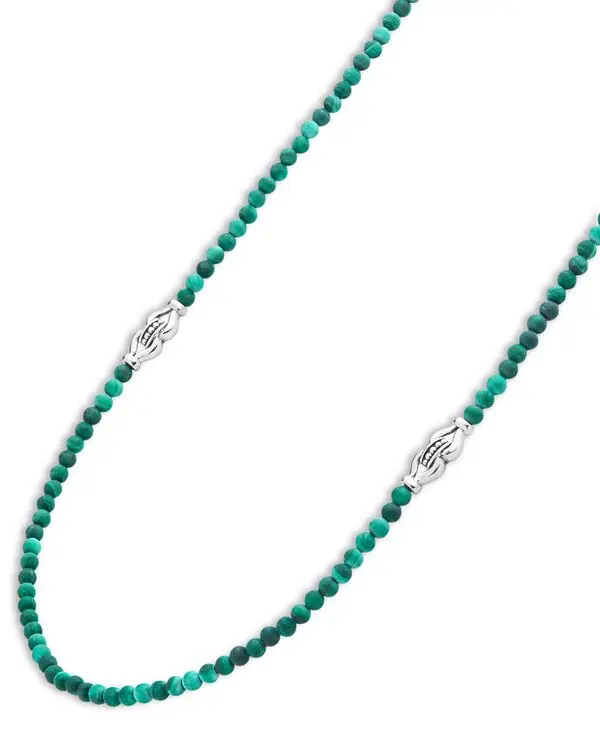 Lagos Sterling Signature Caviar Malachite Station Necklace, 34
