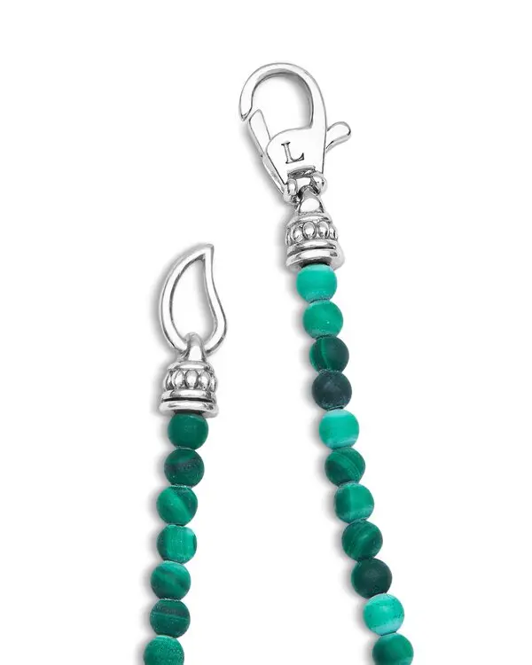 Lagos Sterling Signature Caviar Malachite Station Necklace, 34