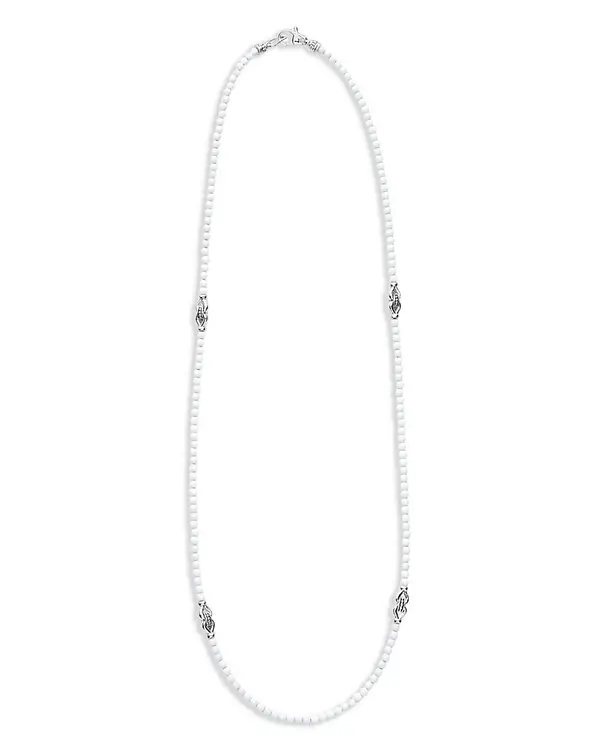 Lagos Sterling Signature Caviar White Agate Station Necklace, 18