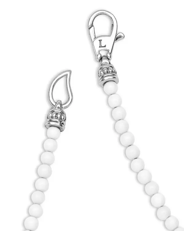 Lagos Sterling Signature Caviar White Agate Station Necklace, 18
