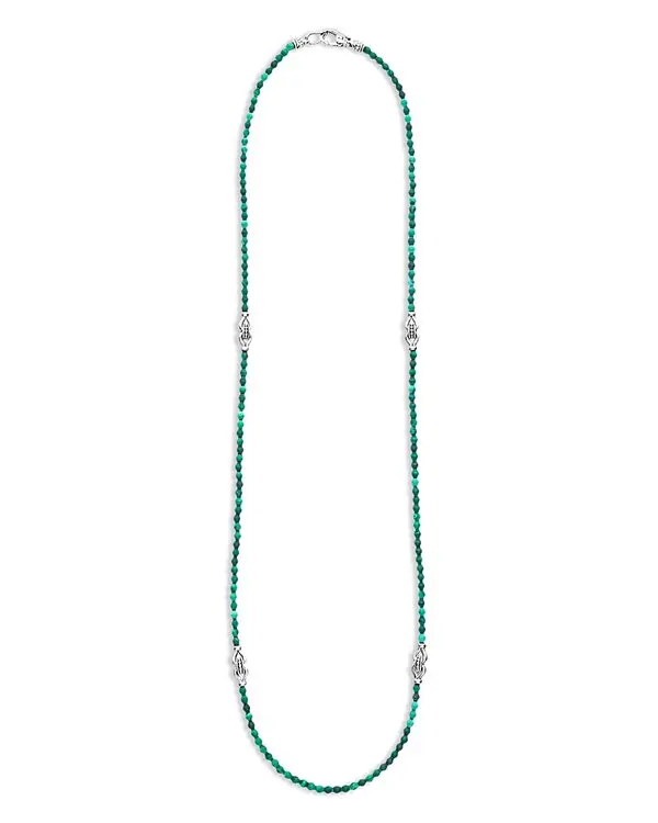 Lagos Sterling Signature Caviar Malachite Station Necklace, 18 - Silver