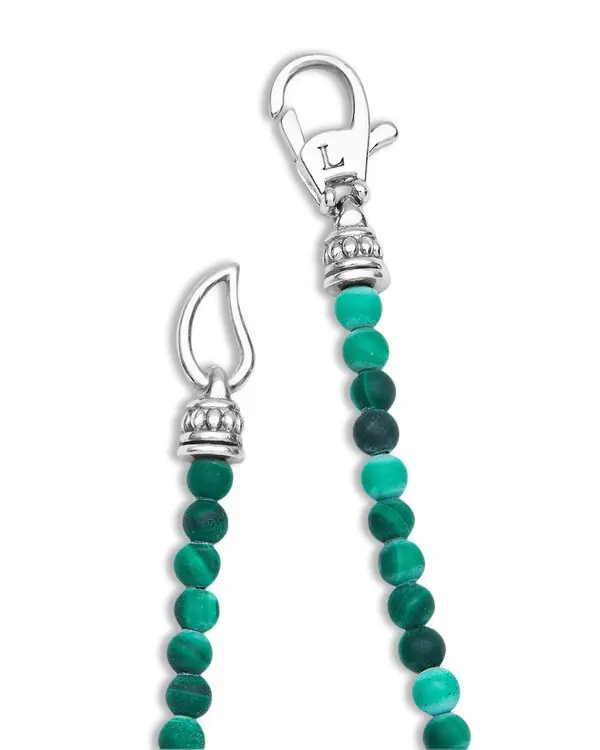 Lagos Sterling Signature Caviar Malachite Station Necklace, 18