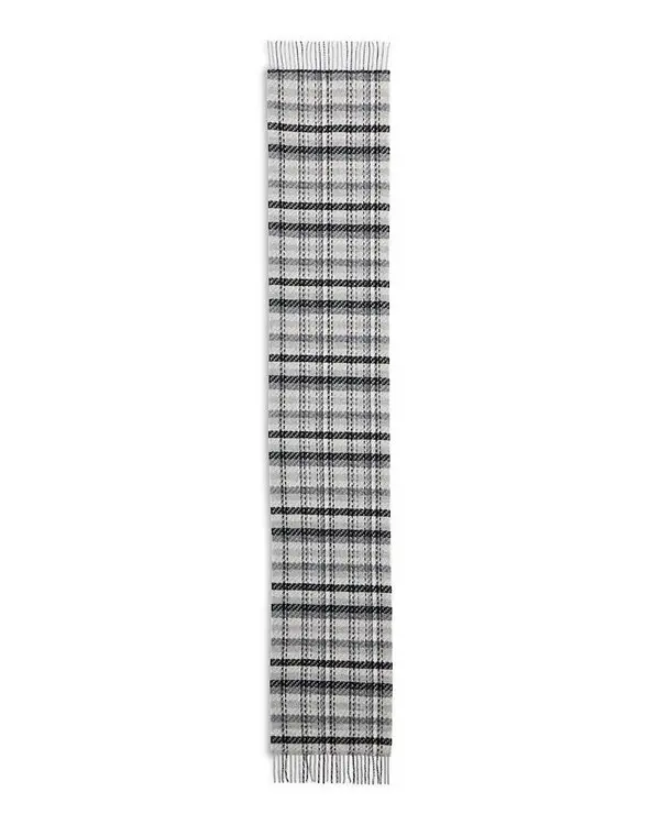 AMICALE CASHMERE Tweed Plaid Cashmere Scarf - Black