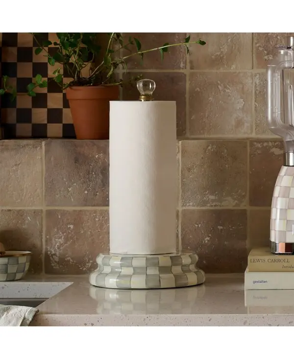 MACKENZIE-CHILDS Check Paper Towel Holder - Sterling