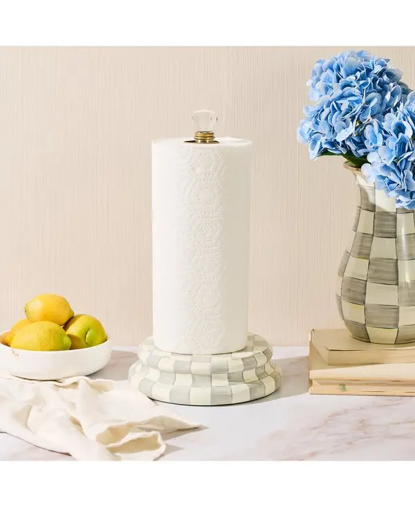 MACKENZIE-CHILDS Check Paper Towel Holder - Sterling