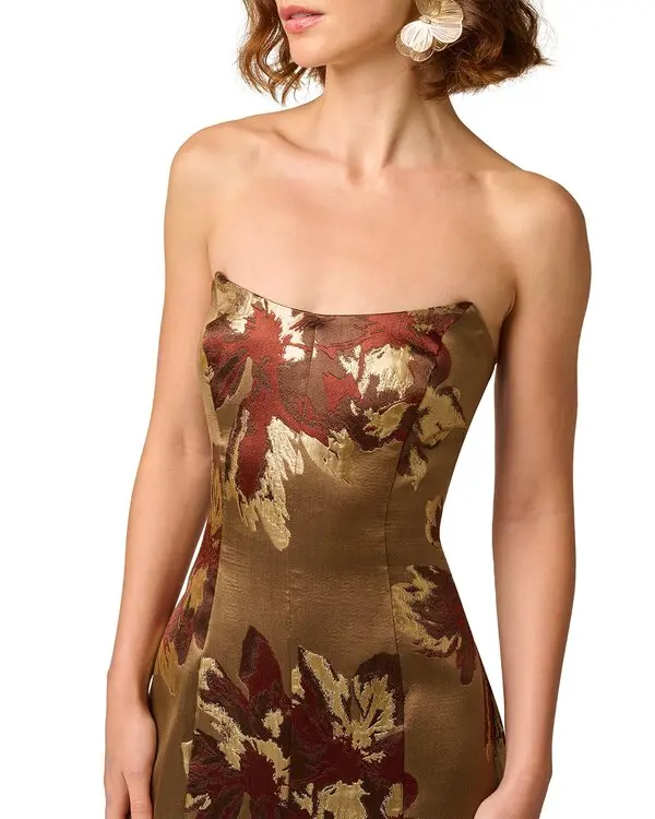 Aidan Mattox Strapless Jacquard Gown