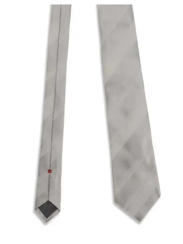 Brunello Cucinelli Striped Silk Tie - Gray