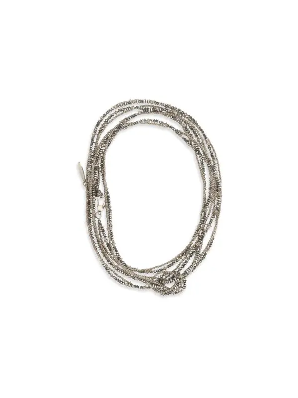 Brunello Cucinelli Hematite And Sterling Silver 925 Wrap Bracelet - Brown