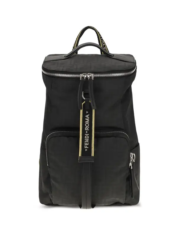 Fendi Tourist Ff Logo Jacquard Backpack - Black