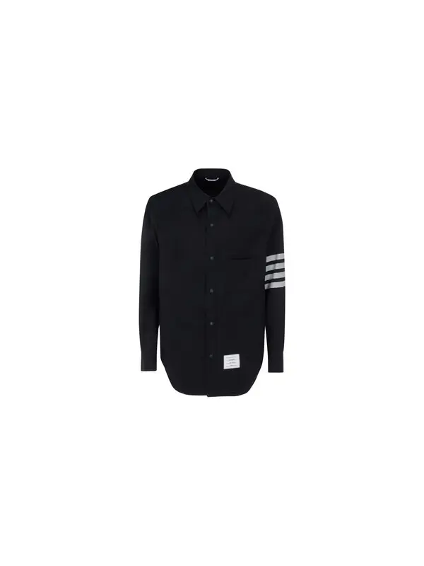 Thom Browne Wool And Cotton Blend Shirt - Blue