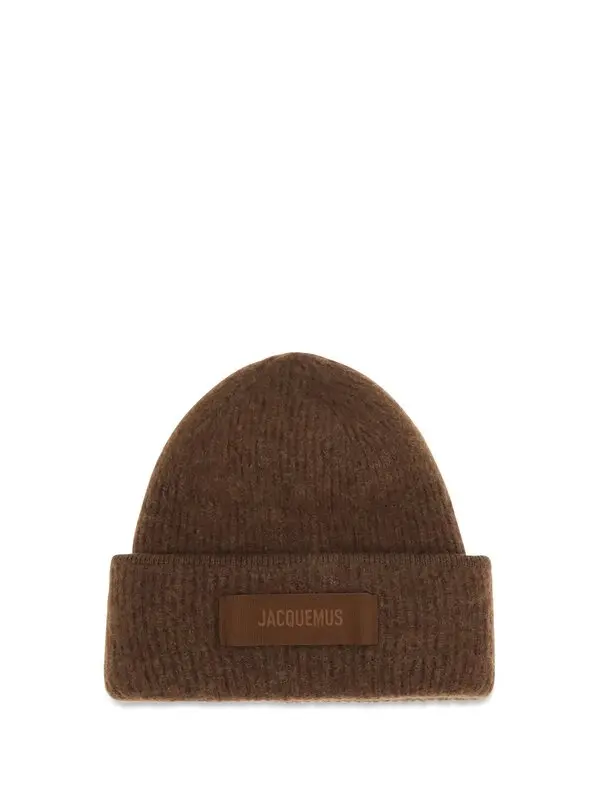 Jacquemus Gros Grain Ribbed Beanie - Brown