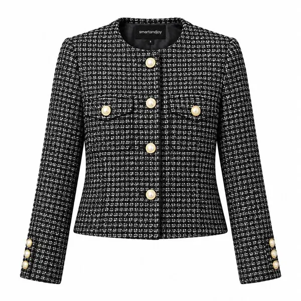 SMART AND JOY Tweed Jacket With Gold Buttons
