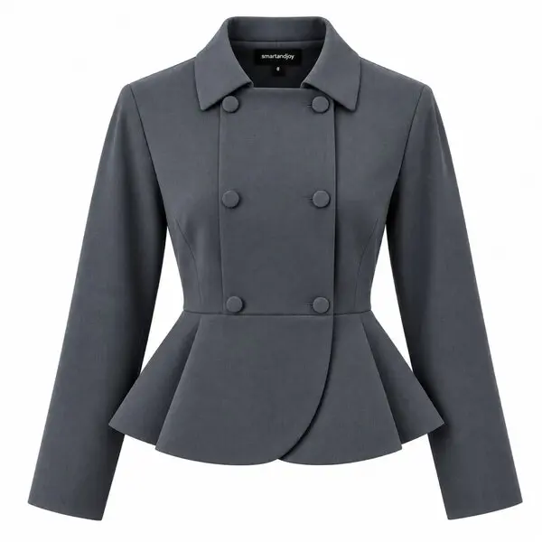 SMART AND JOY Fitted Double-breasted Blazer With Peplum