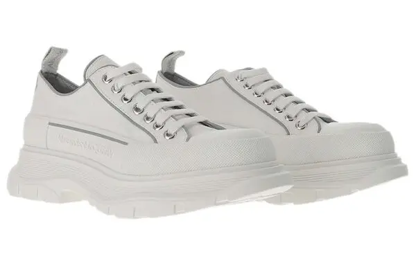 Alexander McQueen Tread Slick Lace Up Shoes 'white Grey - White/grey
