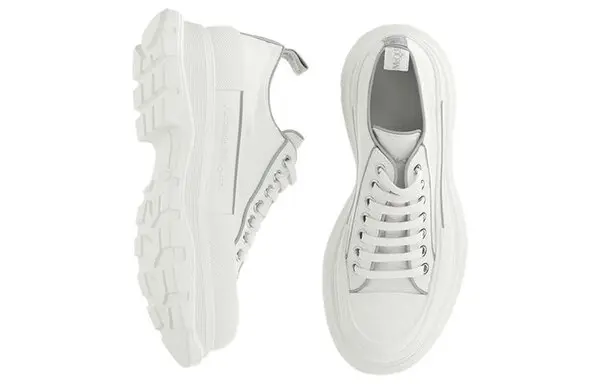 Alexander McQueen Tread Slick Lace Up Shoes 'white Grey - White/grey