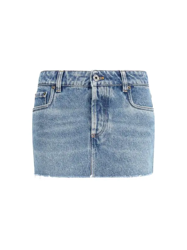 Miu Miu Frayed Hem Denim Mini Skirt
