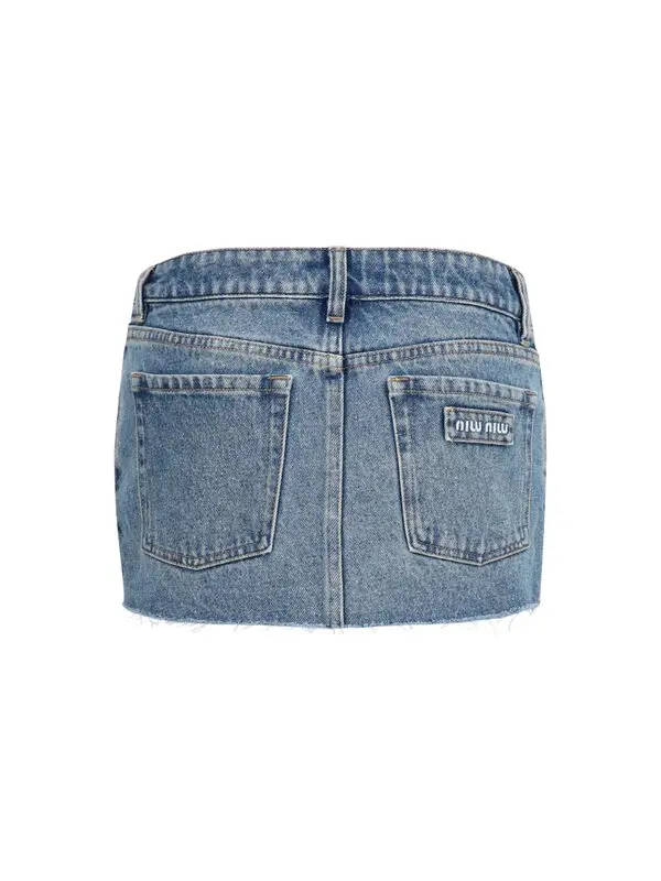 Miu Miu Frayed Hem Denim Mini Skirt