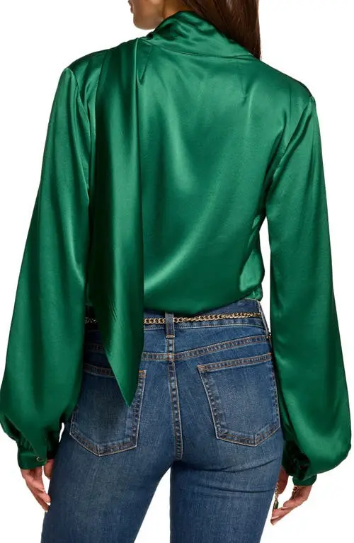 Ramy Brook Harry Silk Blend Tie Detail Top - Deep Emerald