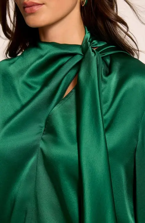 Ramy Brook Harry Silk Blend Tie Detail Top - Deep Emerald