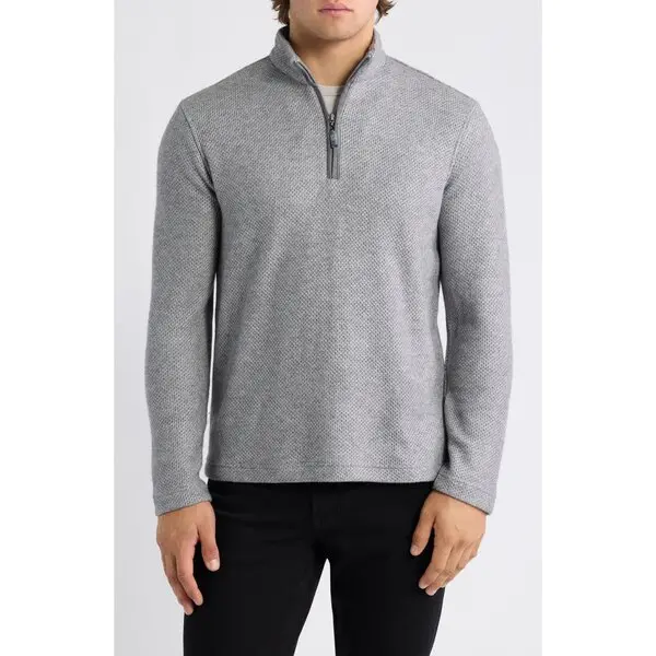 Johnston & Murphy Dalton Melange Quarter Zip Pullover - Gray