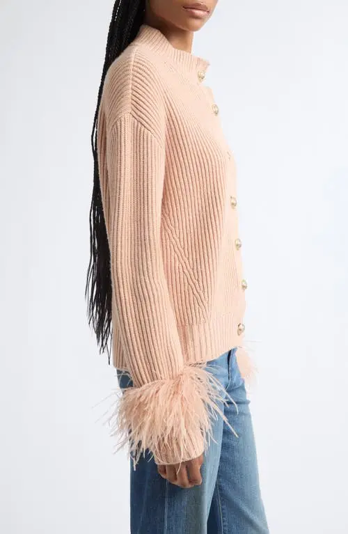 Ramy Brook Laura Ostrich Feather Cuff Cardigan