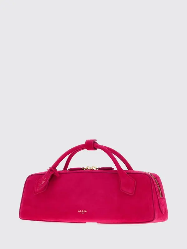 Alaïa Alai�a Le Teckel Suede Sheepskin Handbag With Logo Charm - Red